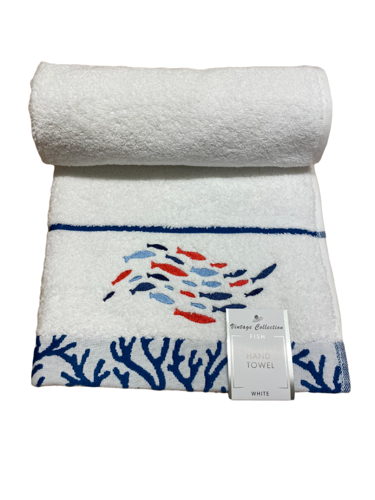 Embroidered Fish Towel Range (4 Size Options) – Harwood Textiles